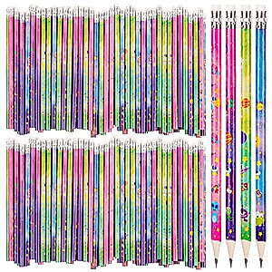 100 Pieces Outer Space Pencils Pencils Bulk Starry Sky Wooden Writing Pencils with Durable Erasers Top Home Office School Classroom Supplies (100)