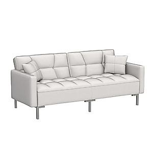 P PURLOVE 74" Upholstered Sofa Bed Sleeper Couches and Sofas,Convertible Folding Futon Sofa Bed Modern Adjustable Recliner Couches Sofas Bed for Living Room Office