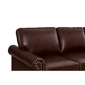 Lunanniu 59" Faux Leather Pu Loveseat Underseat Storage Classic Love Seat Couch Elegance 2 Seat with Rolled Armrests Nailhead Trim Wood Legs Traditional Living Room Accent Sofa 2 Seat-Burgundy