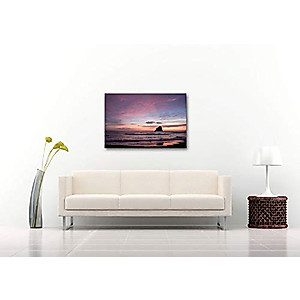 Coastal Sunset CANVAS Print Afterglow Glowing Pink Clouds Beach Photography Pastel Sky Oregon Coast Wall Art Nature Photo Ocean Home Decor Ready to Hang