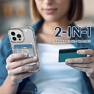 Petocase for iPhone 13 Pro Max Wallet Case 6.7in,Card Holder Slot Ultra Bling Slim Clear Flexible TPU Gel Rubber Soft Silicone Protective Phone Case for Apple iPhone 13 Pro Max-Clear Black