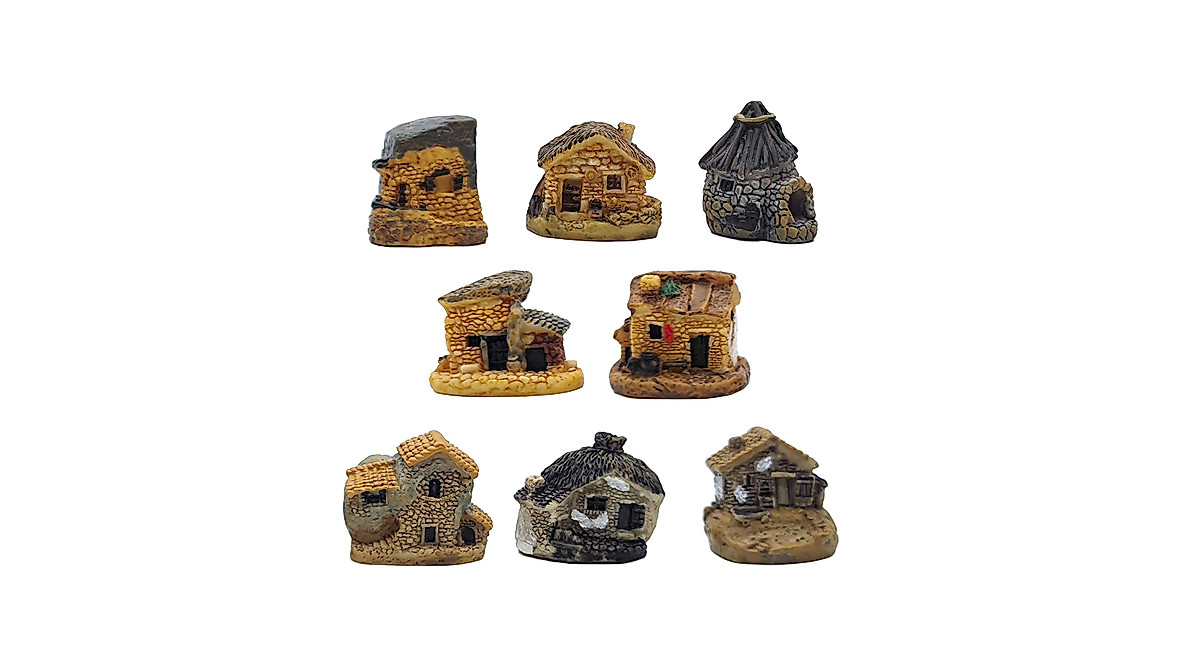 Miniature Stone Cottage Set - Fairy Garden & DIY Outdoor Decor