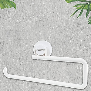 Generic Suction Cup Hook Kitchen Paper Holder Paper Towel Case White,Reusable Paper Towel Hanger, Wall Mount Paper Towel Holder White, No Drilling Plastic Paper Towel Rack for Kitchen