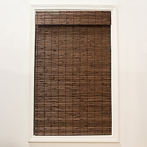 Radiance Cordless Bamboo Roman Shades for Windows - Flatstick Bamboo Blinds for Semi-Private Light Control - Easy to Lift & Fold Up Window Shades - Cocoa - 34 in. W x 64 in. L - (2216310E)