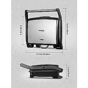 Yabano Panini Press Grill, Gourmet Sandwich Maker, Electric Indoor Grill with Non-Stick Cooking Plate and Removable Drip Tray, Easy to Clean, Stainless Steel