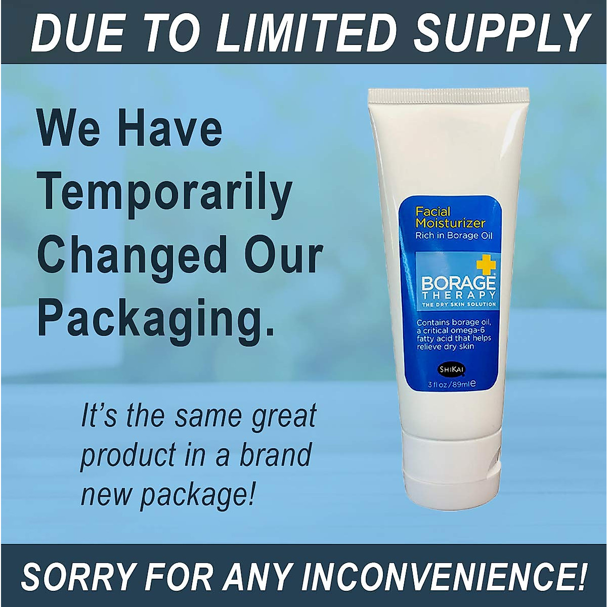 ShiKai Borage Therapy - Daily Facial Moisturizer, Plant-Based Moisturizer For Sensitive & Problematic Skin, Borage Oil Repairs & Rebuilds Skin (Fragrance-Free, 3 Ounces)