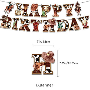 Western Cowboy Birthday Party Decorations Set with Western Cowboy Theme Happy Birthday Banner Balloon Cake Topper Cupcake Topper Background for Western Cowboy Party Supplies