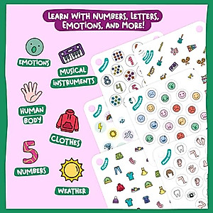Nene Toys Educational Memory Extension Cards - 24 Extra Themed Patterns – Additional Matching Cards with Numbers, Letters, Animals, Body Parts [Nene Toys Exclusive Size]
