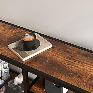 TECHMILLY Modern TV Stand for 65" TV, TV Table with Storage Shelves, Entertainment Center with Metal Frame, TV Console Table for Living Room, Bedroom, Rustic Brown