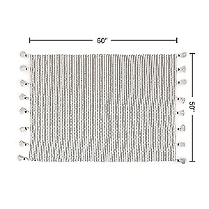 REDEARTH Classic Throw Blanket -with Oversized Decorative Tassels Medium Weight Soft Lap Blanket for Sofa Bed Couch Chairs loveseats car, Living, Indoor/Outdoor use 100% Cotton (50x60; Black)