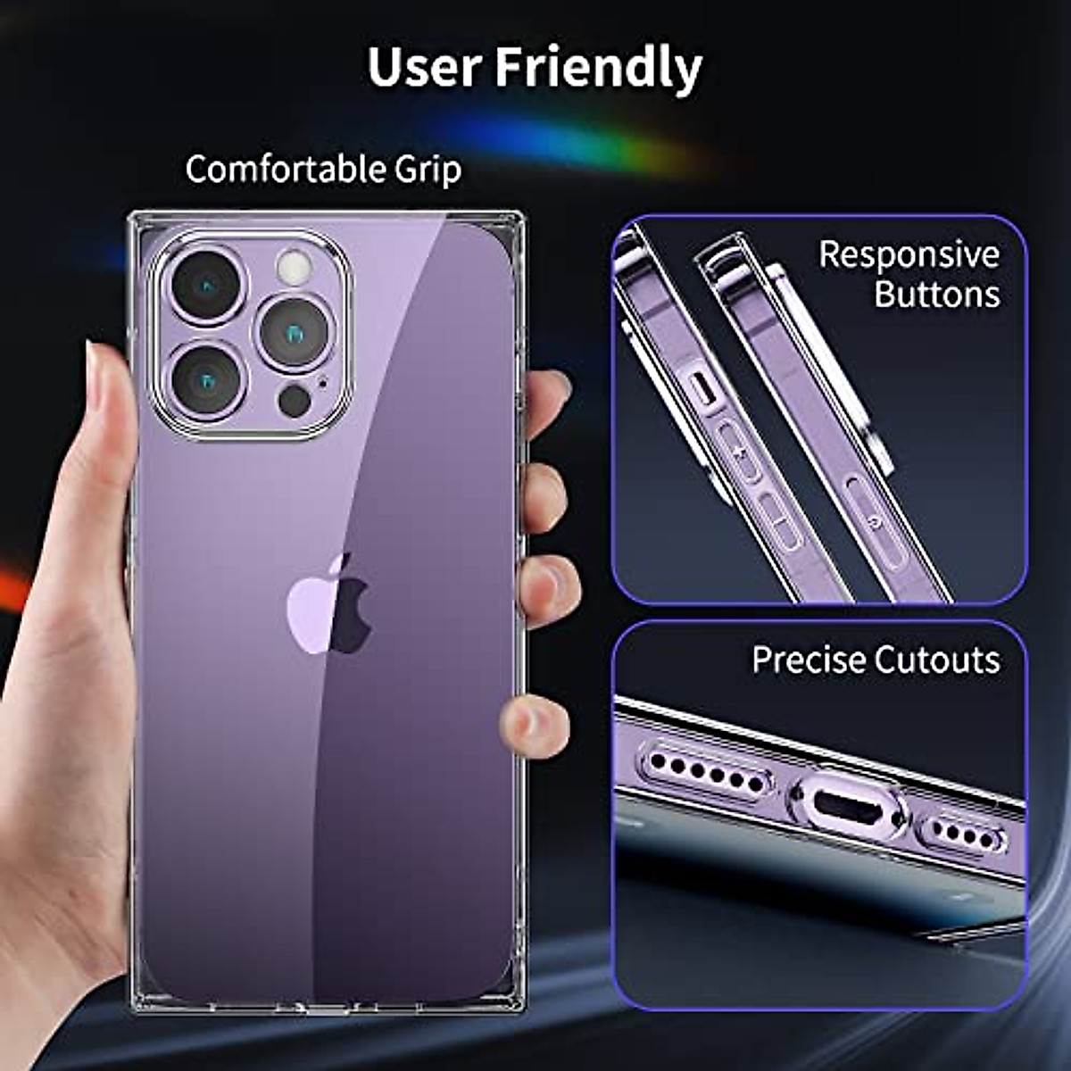 Tzomsze Square iPhone 14 Pro Case for Women Girl,Full Camera Lens Protection Soft TPU Protective Shockproof Cover for iPhone 14 Pro 2022 6.1 Inch-Pink