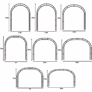 SEVSO Large Metal Garden Arch for Climbing Plant Wide 1.4M 1.2M 1.8M 2.4M 3M 3.5M Sturdy Durable Rose Archway Weather-Resistant Iron Tubular Pergola Trellis,Green,W1.2M*H2.2M