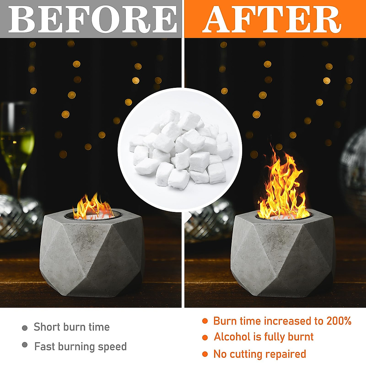 Pangda 48 Pcs 0.79 x 0.79 in Tabletop Fire Pit Ceramic Wool Wick Bioethanol Fuel Table Top Bowl to Extend Burning Time Firepit Sponge Ceramic Fiber Insulation Cotton Core for Rubbing Alcohol