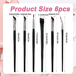 6pcs Fine Angled Eyeliner Brush, Precision Eyeliner Eyebrows Makeup Brush Set Angled Eyeliner Concealer Ultra Flat Thin Brush Beveled Eyebrow Curved Brush