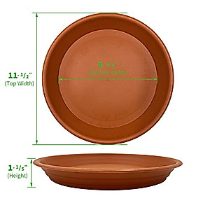 Jantens Plant Saucers - 4 Pack of 12 inch - Durable Thicker Plastic Plant Tray Flower Pot Saucers for Outdoors Indoors Flower Pots and Planters, Terracotta