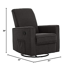 Evolur Raleigh Upholstered Plush Seating Glider Swivel, Rocker, Recliner, Glider for Nursery in Charcoal, Greenguard Gold Certified, Modern Nursery Recliner, Environmentally Conscious Glider