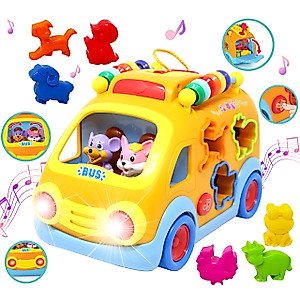 JOYIN Musical Toy, Baby Toy with 3D Animals Shapes, LED Light Up Car for Kids, Infant, Toddler, Interactive Learning Toy, Educational Toy, Easter Basket Stuffers and Gifts