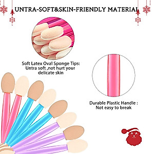 Eyeshadow Applicators,MORGLES 50Pcs Disposable Eyeshadow Brushes Dual Sides Eye Shadow Sponge Applicators (Pink,Purple,Blue)