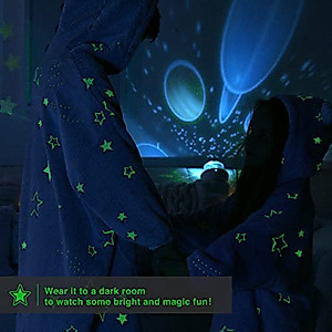 Cozy Bliss Wearable Blanket Hoodie Glow in The Dark Oversized Hooded Sweatshirt Lightweight with Giant Hood Pocket Super Soft Warm Comfy Plush Gifts for Kids Women Men Birthday Halloween