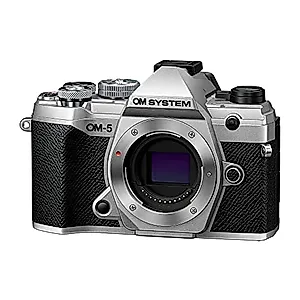OM System OM-5 Silver Micro Four Thirds System Camera Outdoor Camera Weather Sealed Design 5-Axis Image Stabilization 50MP Handheld High Res Shot