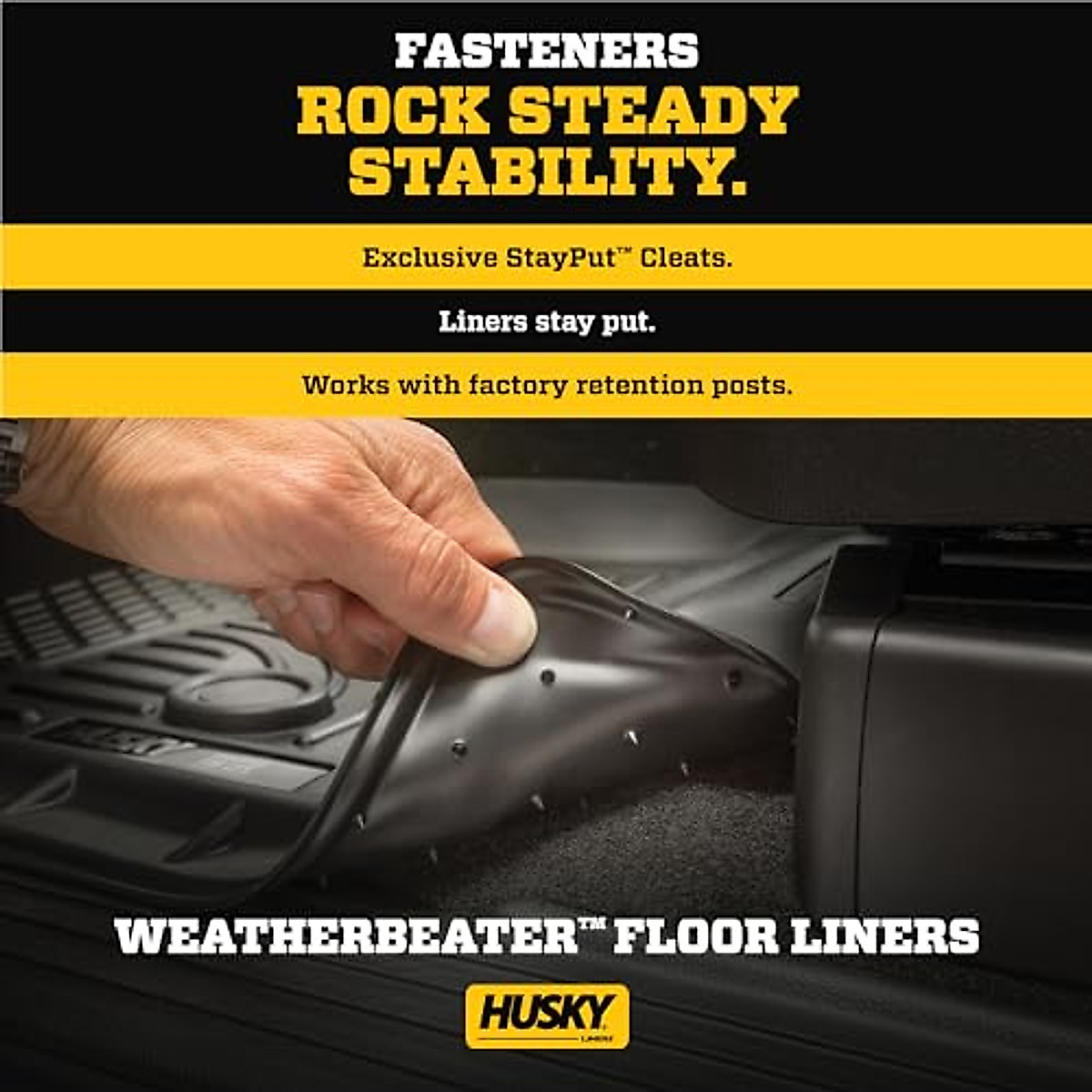 Husky Liners Weatherbeater Floor Mats | Fits 2009 - 2019 Ford Flex/Lincoln MKT | Front & 2nd Row, 3-pc Black - 98741