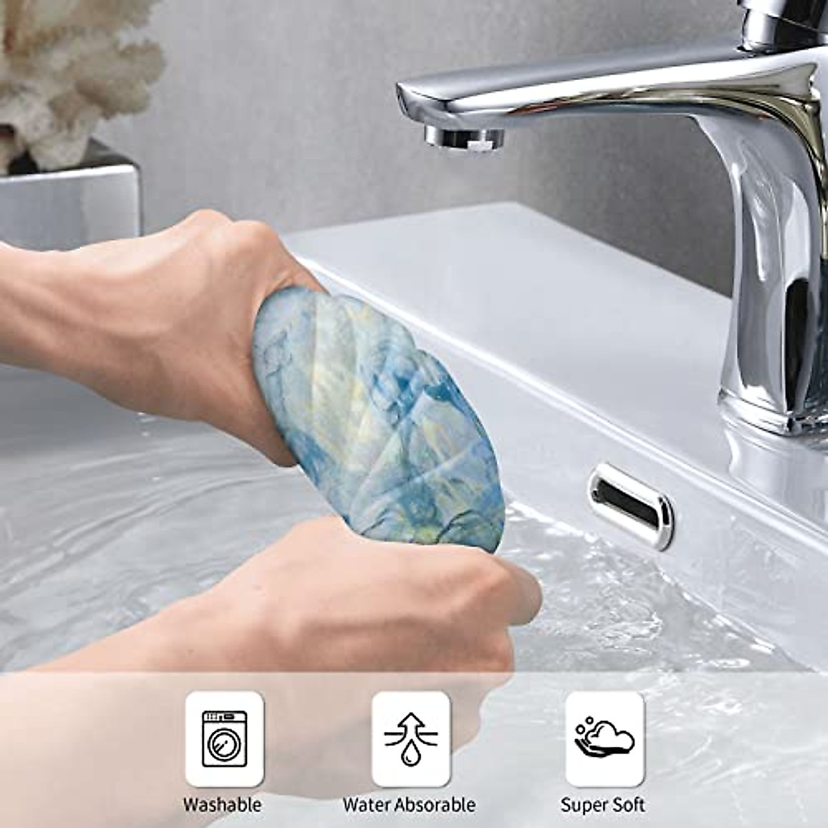 Snrfory Fingertip Towel, Monet Water Lilies Large Hand Towel for Bathroom Kitchen Spa (15.7x27.5 Inch)