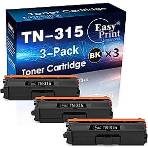 EASYPRINT (3-Black Pack) Compatible Cyan TN315 Toner Cartridge TN-315 Used for Brother HL-4140CN/ 4150CDN/ 4570CDWT/ 4570CDW, MFC-9460CDN/ 9465CDN/ 9560CDN/ 9970CDN, DCP-9055CDN/ 9270CDN Printers
