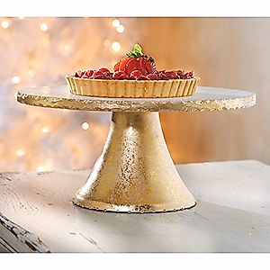 Mud Pie Marble Pedestal Cake Serving Stand, Gold