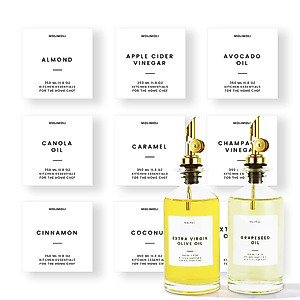 MoliMoli Minimalist Labels, Pantry Labels, Kitchen Labels, Organization Labels Set Including Oil Labels for Bottles, Cooking Sauce and Wine Labels, and Coffee Syrup Labels for Coffee bar