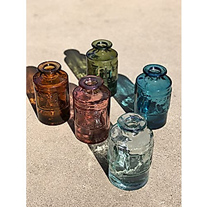 Time Concept Valencia 100% Recycled Glass Jar - Siete, Green - Handcrafted Flower Vase, Home Centerpiece Décor