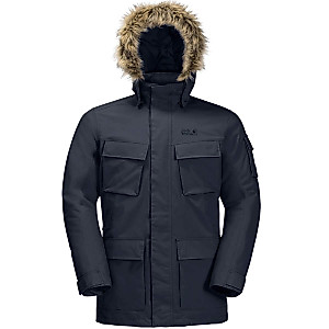 Jack Wolfskin Men Glacier Canyon Parka down outerwear coats, Night Blue, Small