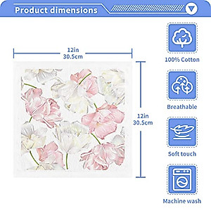 Kigai Pink Tulip Washcloths Set of 2 - 12 x 12 inch Pure Cotton Wash Cloth Highly Absorbent and Soft Fingertip Towels Face Cloths for Bath, Spa