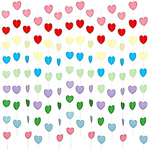 14 Pcs Valentine Rainbow Color Heart Garlands 82.6 Feet/ 27.4 Yards Birthday Paper Heart Decorations Paper Hanging Heart Shape Garlands for Baby Shower Birthday Wedding Party Supplies
