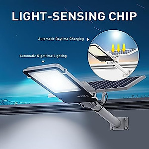 A-ZONE 1200W Solar Street Lights Outdoor, 100000LM High Brightness Dusk to Dawn LED Lamp, with Remote Control, IP66 Waterproof for Parking Lot, Yard, Garden, Patio, Stadium, Plaza-2pcs