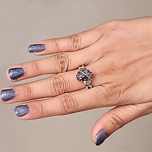 Earth Gems Jewelry Meteorite Sterling Silver Ring, 925 Silver Handmade Ring, Meteorite Raw Stone Ring, Meteorite Rough Stone Ring, Size 10