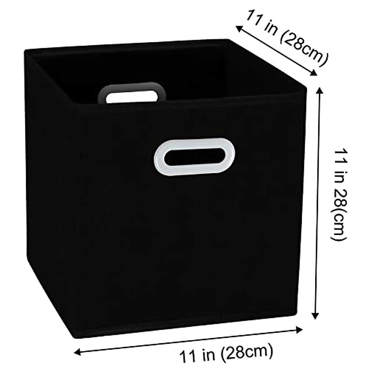 SEVENDOME Fabric Cloth Storage Bins,Fabric Cube Organizer with Dual Handles Foldable Cube Storage Baskets for Home Bedroom Storage,Set of 3, Black