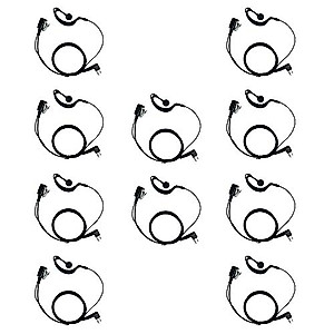 Klykon 2 Pin G Shape Earpiece Headset with Ptt Mic for Motorola cls1110 cp200 cls1410 cp185 cp200d rdm2070d walkie Talkie 2 Way Radio(10 Packs)