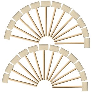 36 Pieces Wooden Breakable Heart Hammers for Chocolate, Small Wood Candy Mallets