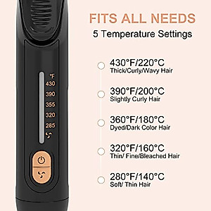 Hywestger Flat Iron Hair Straightener and Curler 2 in1 | 360° Airflow Styler Curling Iron with 80 Ionic Cooling Air Vents, 5 Adjustable Temperature Settings, 15s Fast Heating & Dual Voltage