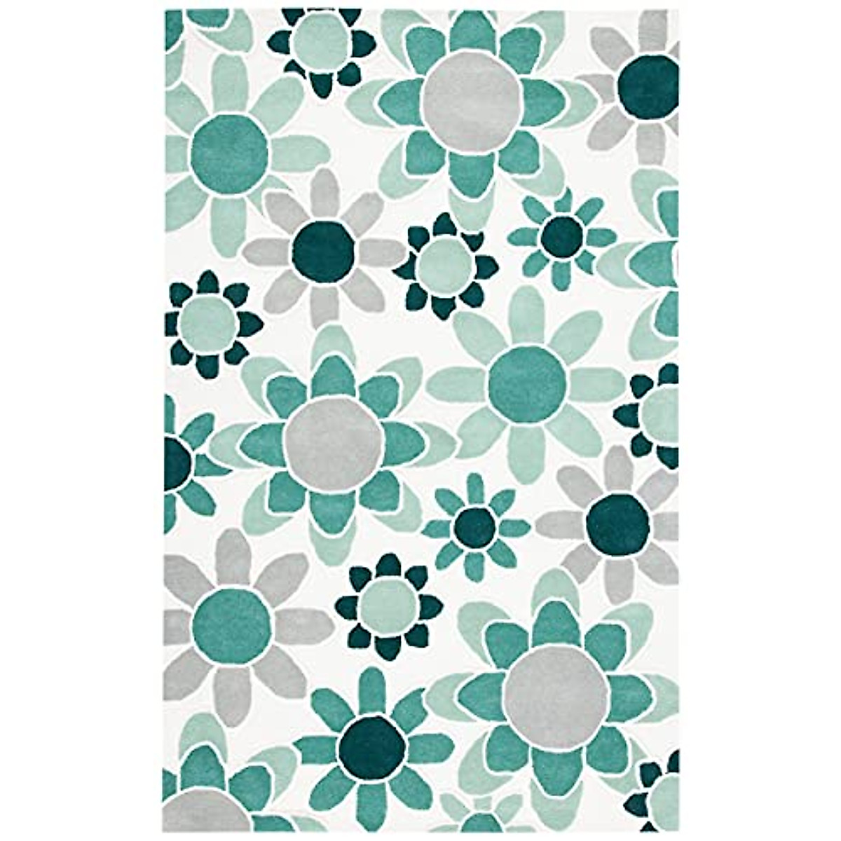 Safavieh Kids Collection 8' x 10' Ivory/Green SFK923Y Handmade Floral Wool Area Rug