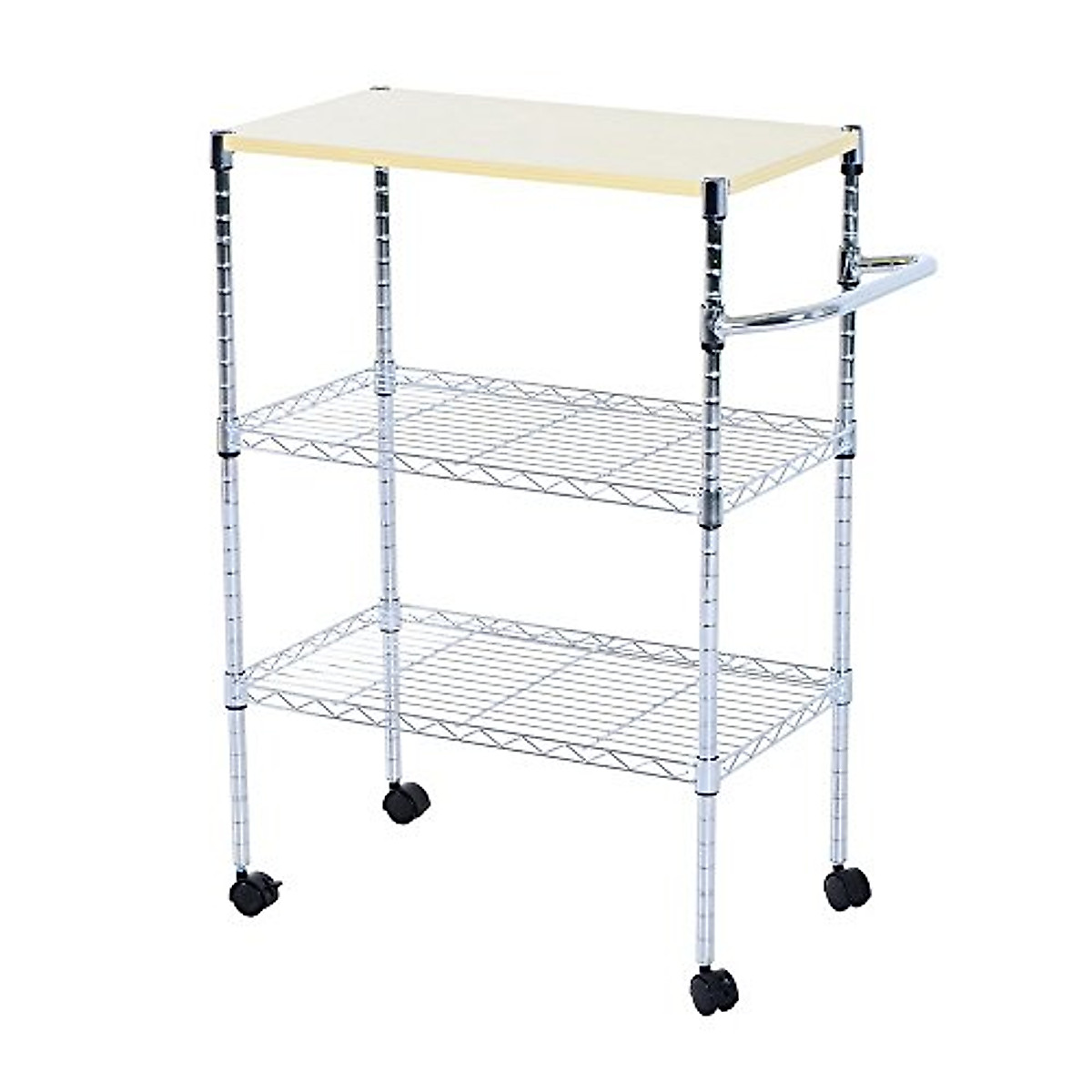 MENGK 3-Tier Rolling Kitchen Storage Trolley Cart - Steel Island Movable Utility Service with Drawer and Lower Basket