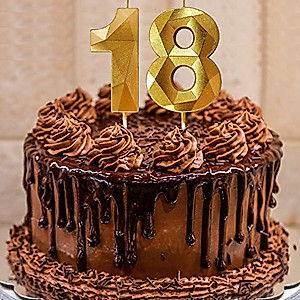 ProYearn 2.76 inches Large Golden Birthday Candles, Number Candles for Birthday Cakes, Number Candles for Anniversary Celebration Cake (Golden, Number 6)