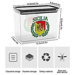Sicilian Flag Storage Box Plastic Food Organizer Container Canisters with Lid for Kitchen
