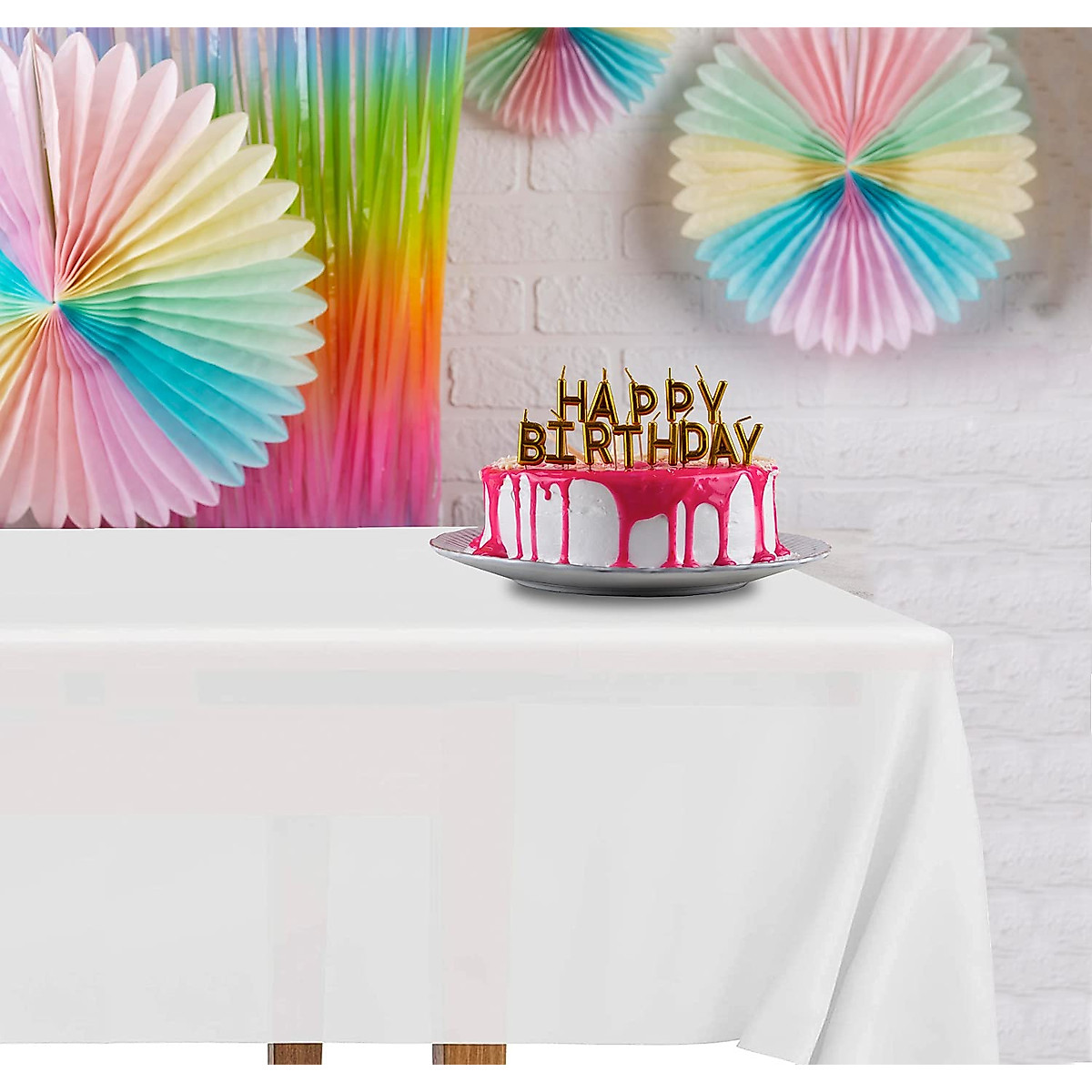 DecorRack 2 Rectangular Tablecloths BPA-Free Plastic, 54 x 108 inch, Dining Table Cover Cloth Rectangle for Parties, Picnic, Camping and Outdoor, Disposable or Reusable in White (2 Pack)