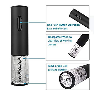 GOSCIEN Electric Wine Opener, Automatic Electric Wine Bottle Corkscrew Opener, Rechargeable Stainless Steel Cordless Electric Wine Bottle Opener Gift Set with Foil Cutter, USB Charging Cable