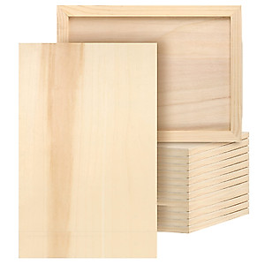 JOIKIT 14 Pack 9 x 12 Inch Wood Canvas Panels, Artist Wooden Canvas Board Unfinished Wood Cradled Painting Panel Boards for Burning, Pouring, String Art, Crafts