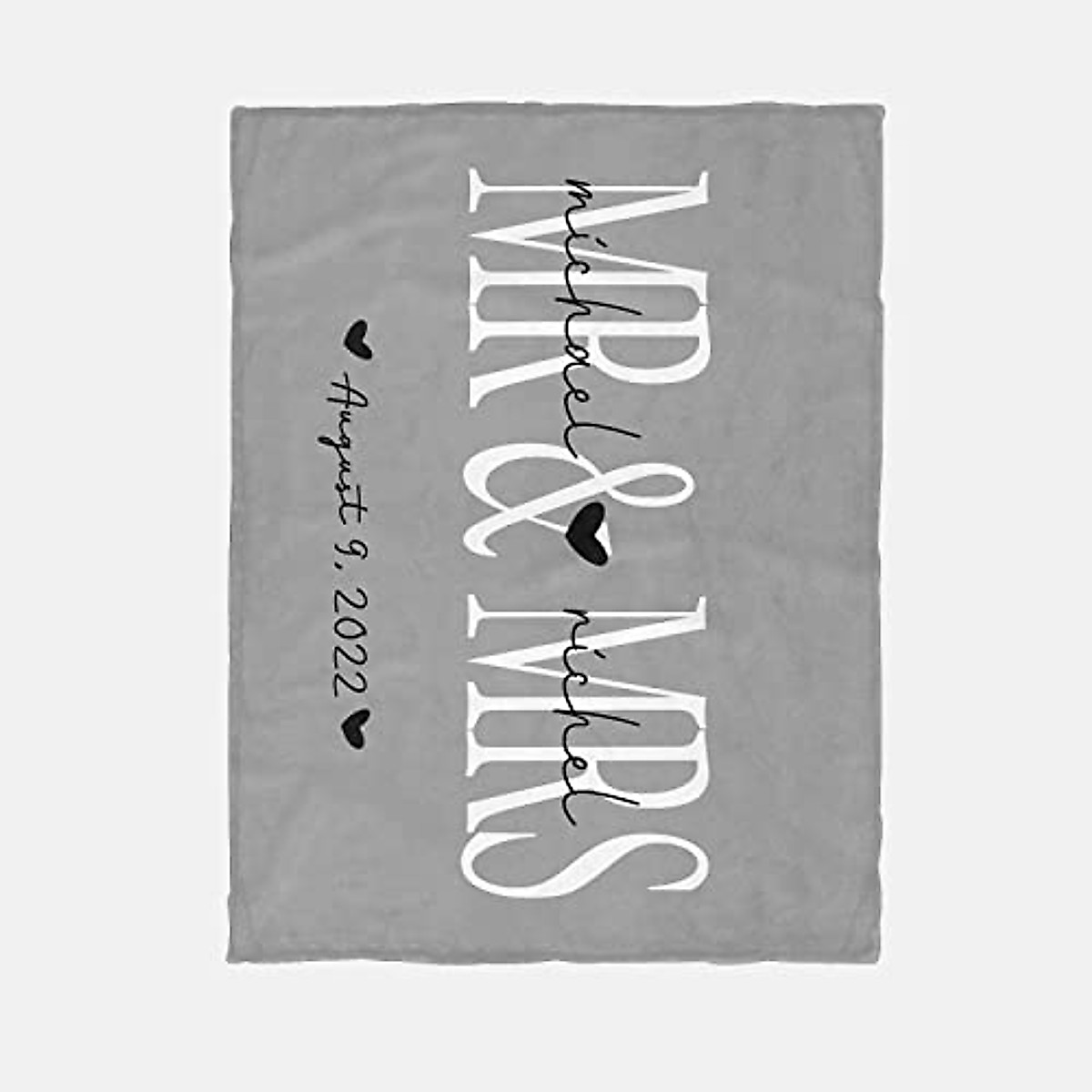 FunStudio Custom Blanket for Couple Men Women Customized Adults Throw Blankets with Name Text Date Personalized Birthdady Wedding