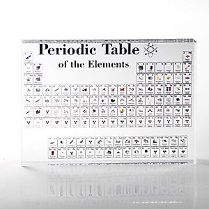 awagas Heritage Periodic Table of Elements, Acrylic Periodic Table Display with Elements, Student Teacher Gifts Crafts Desktop Ornaments Decoration (Embedded Pattern 170x120x24mm)