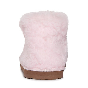 Lucky Brand Girls Plush Bootie Slippers, Fuzzy Rubber Sole Bedroom Slipper Booties, Little Kids Cozy Fluffy House Shoes Boots, Pink, Size 2-3
