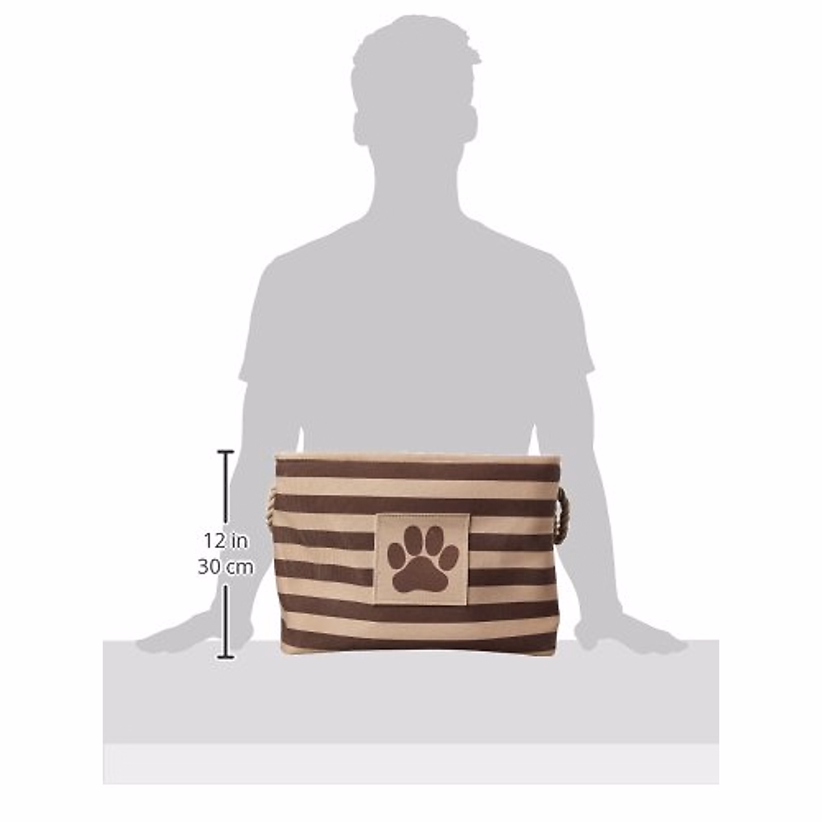 Bone Dry Pet Storage Collection Striped Paw Patch Bin, Medium Rectangle, Brown